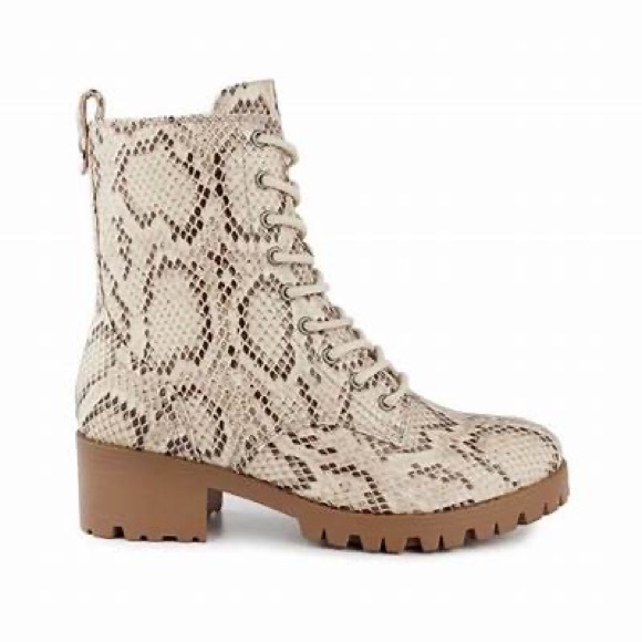 Shoes | Snake Animal Print Laceup Tie Heel Bootie Boots | Poshmark